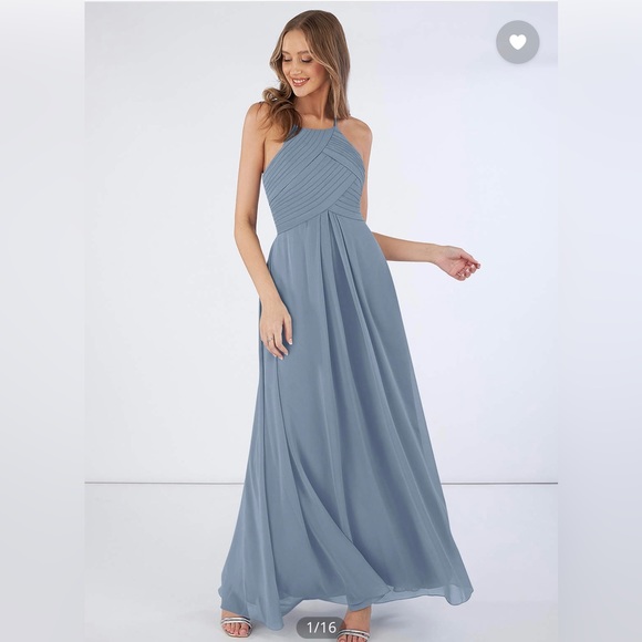 Azazie | Dresses | Azazie Bridesmaid Dress Dusty Blue Style Ginger ...
